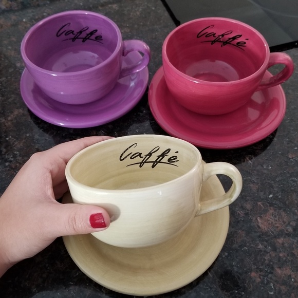 Kitchen | Cappuccino Coffee Cups And Matching Plates Set | Poshmark